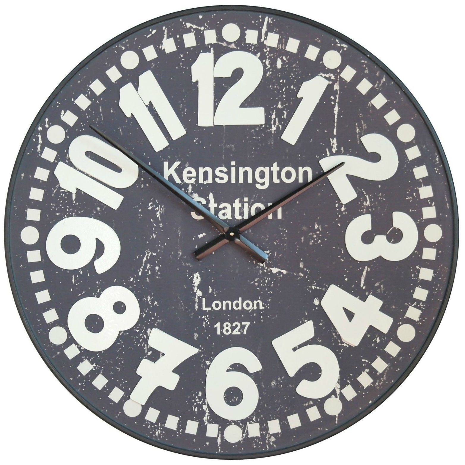 Kensington Station Wall Clock with Raised Numerals - Glasstone Furniture