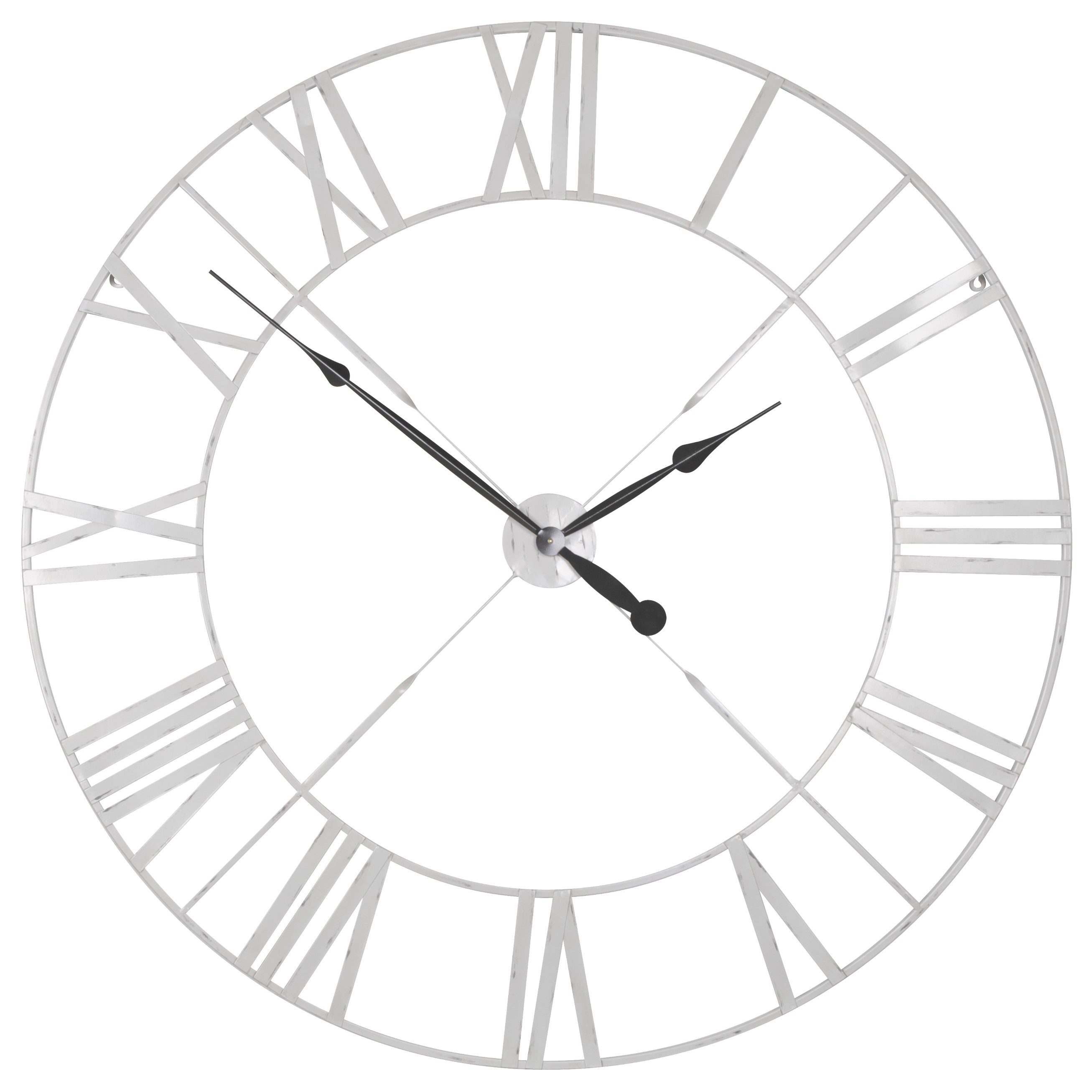 Distressed Off White Metal Twist Frame Wall Clock - Glasstone Furniture