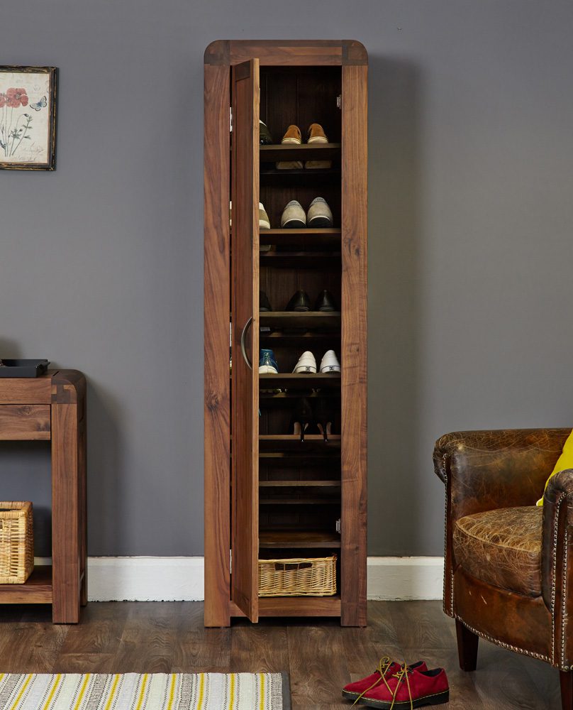 Shiro Walnut Tall Shoe Cupboard - Glasstone Furniture