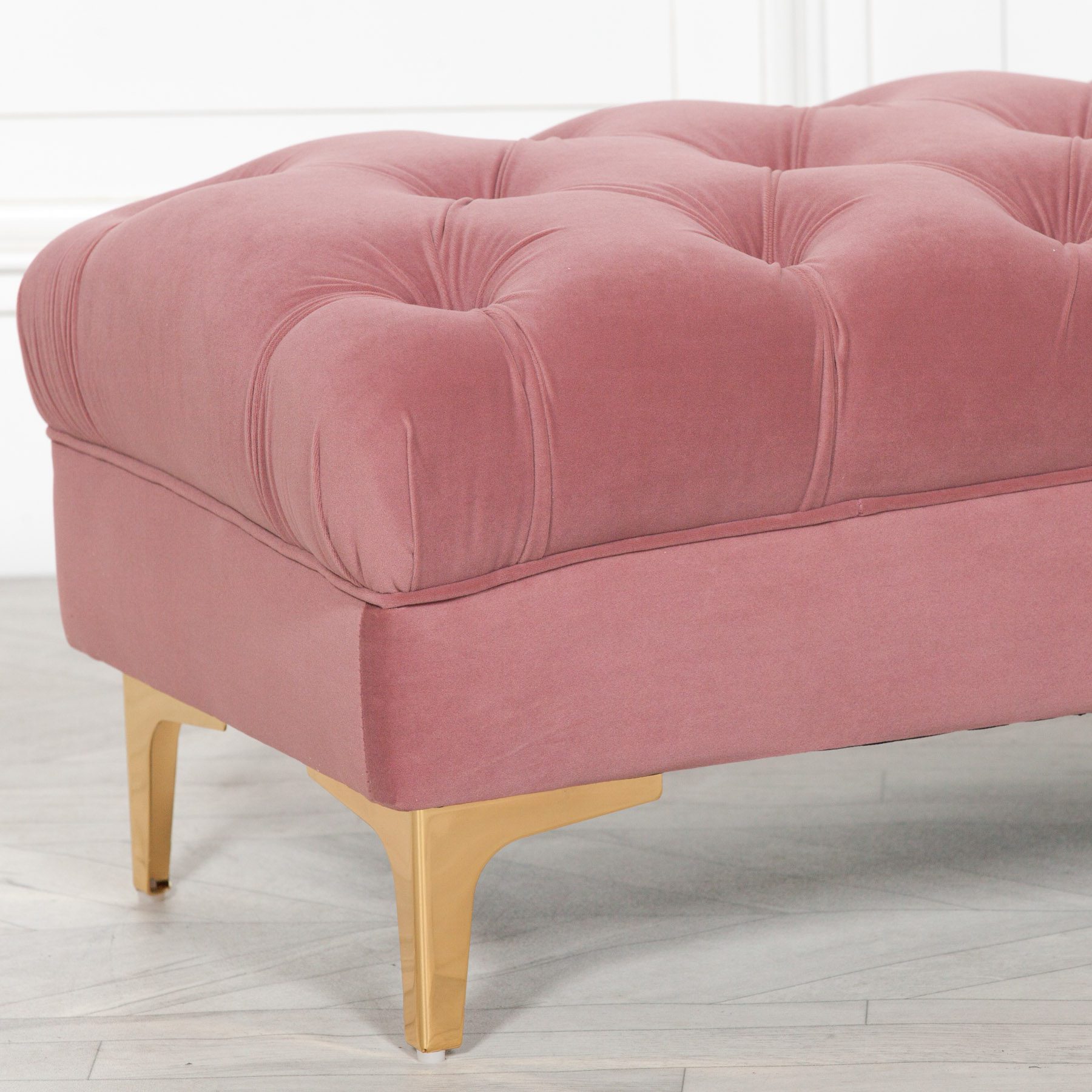 Pink Stool / Bedroom Chair with Gold Legs - Glasstone Furniture