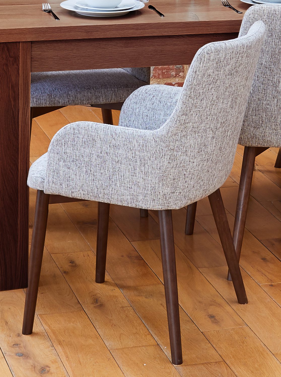 Walnut Light Grey Chair (Pack of two) - Glasstone Furniture