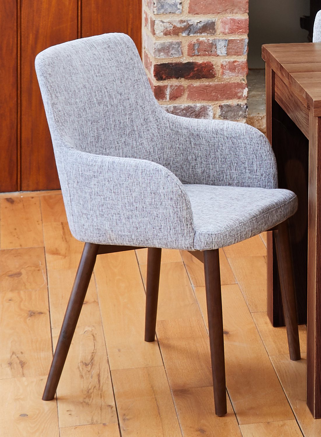 Walnut Light Grey Chair (Pack of two) - Glasstone Furniture