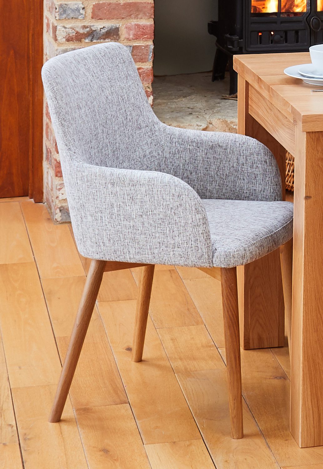 Oak Light Grey Chair (Pack of two) - Glasstone Furniture