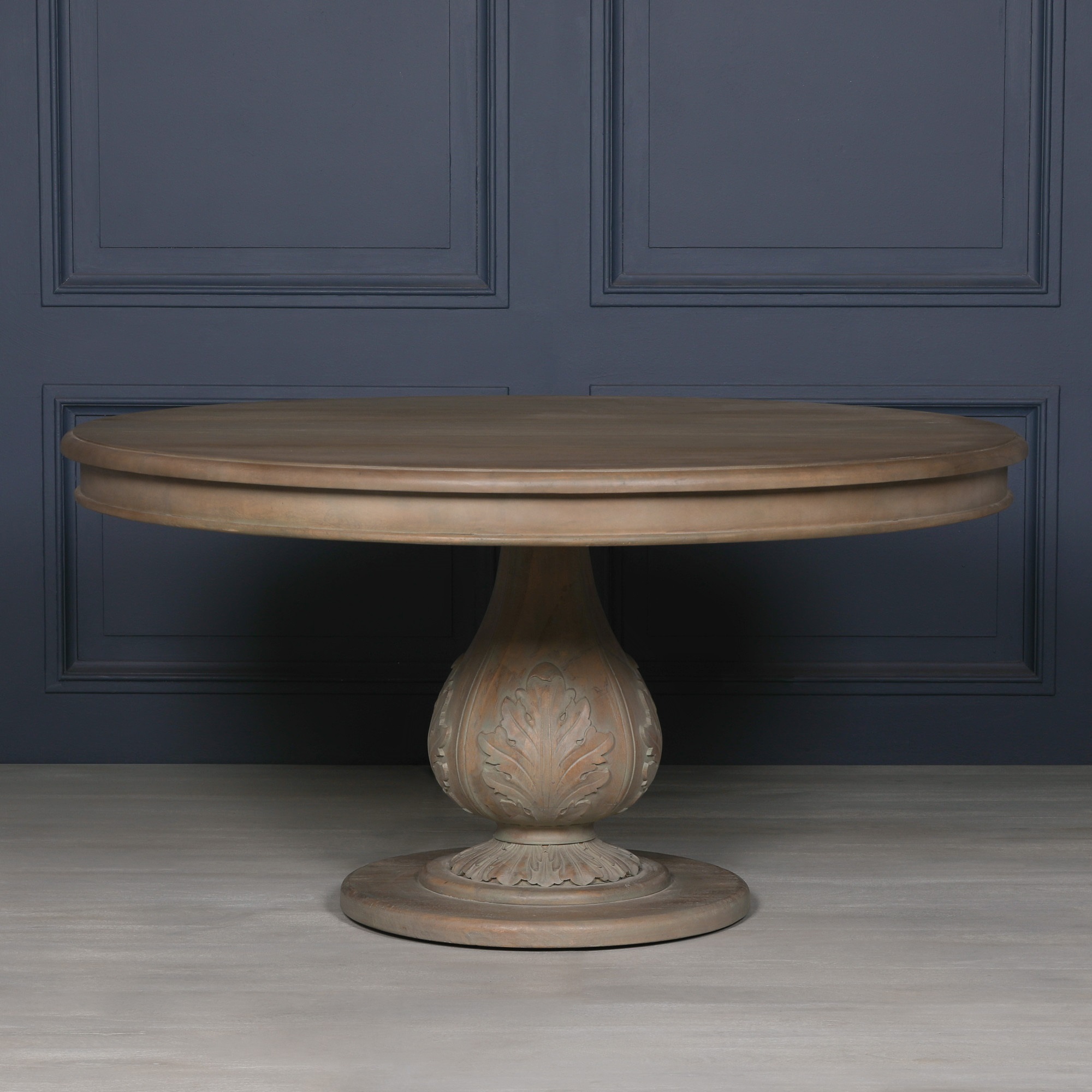 Rustic Washed 150cm Round Acorn Dining Table - Glasstone Furniture