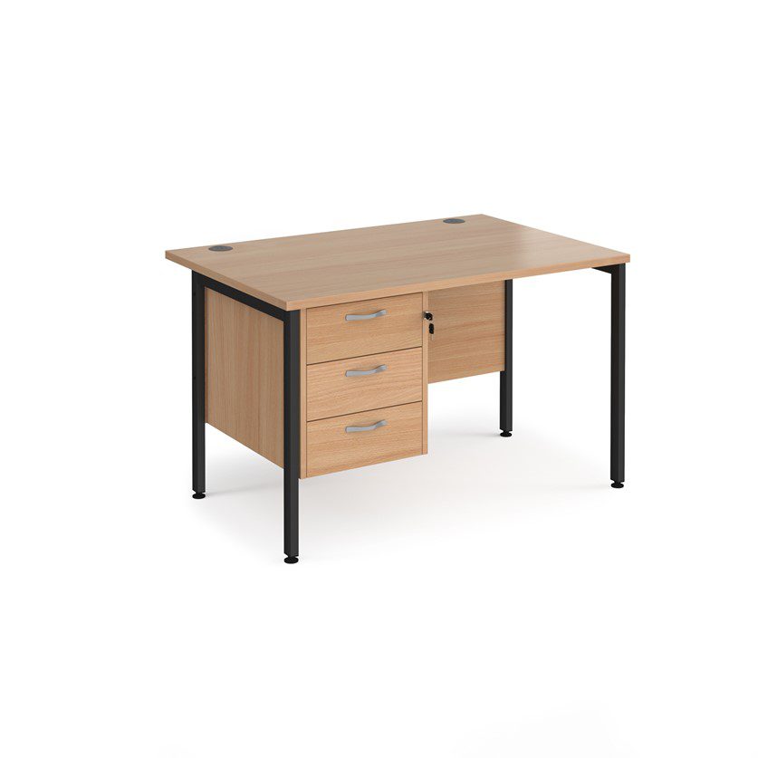 Maestro 25 H-Frame 800mm deep desk with 3 drawer ped - Glasstone Furniture