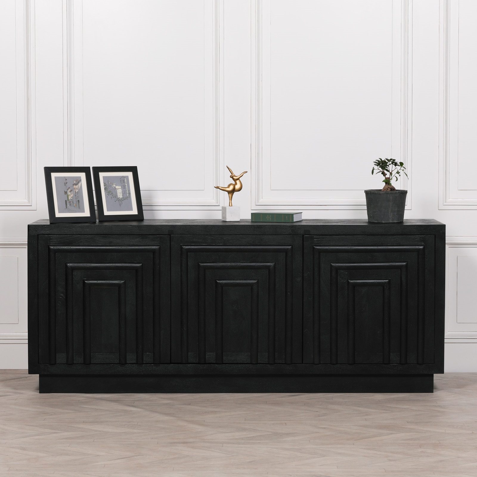 Black Wooden Contemporary Sideboard - Glasstone Furniture