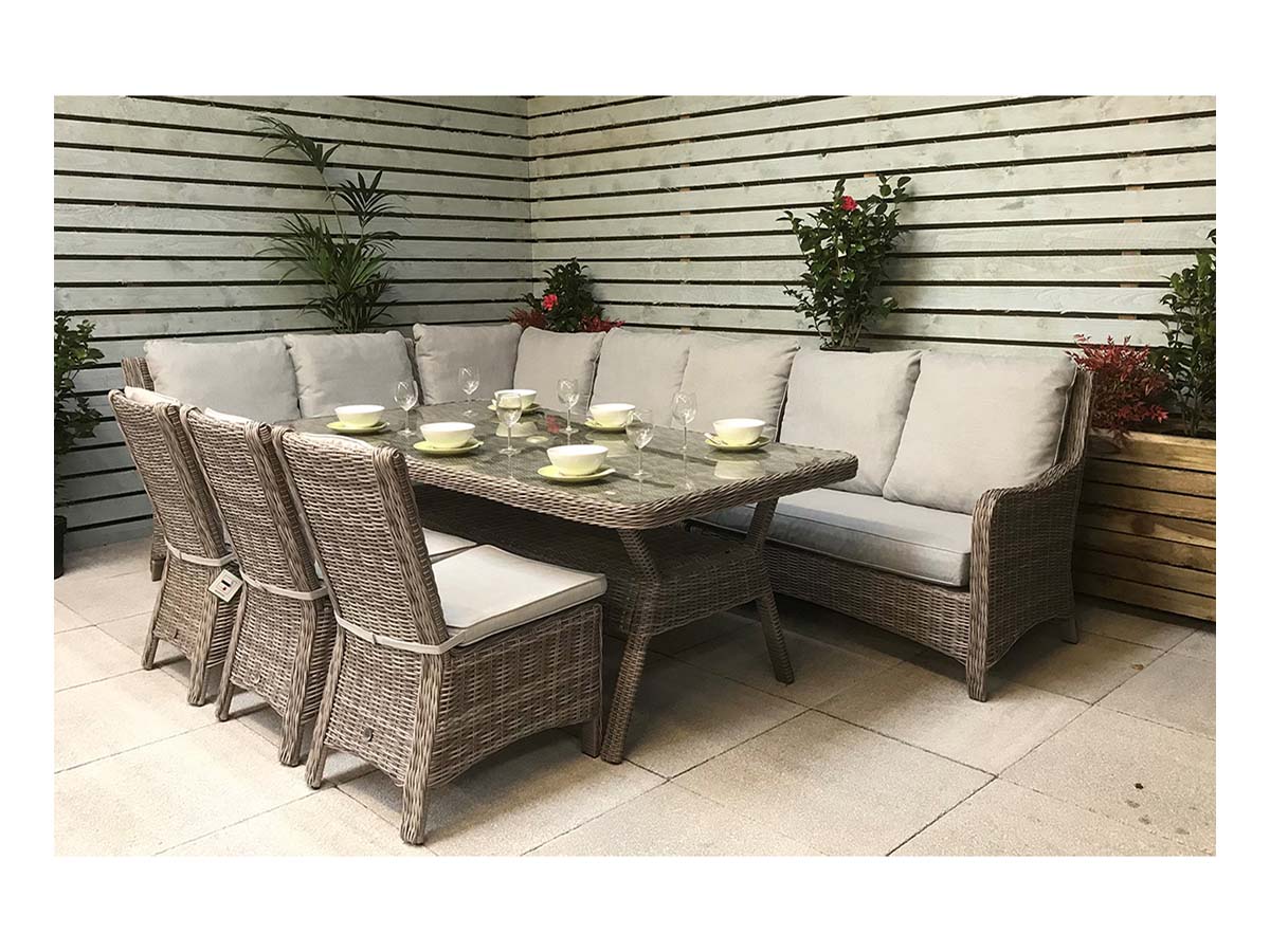 Alexandra large corner dining sofa with 2m*1m rect table. 3 single ...