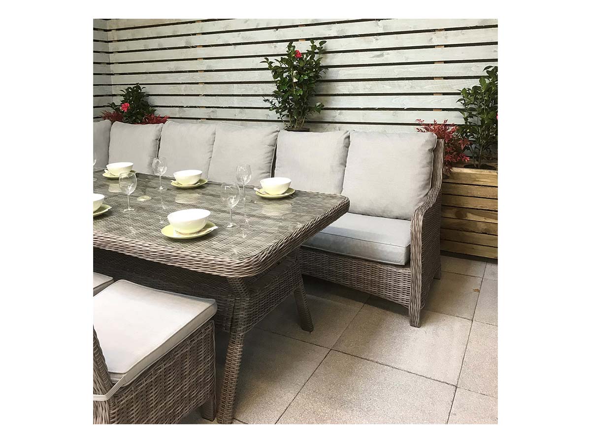 Alexandra large corner dining sofa with 2m*1m rect table. 3 single ...