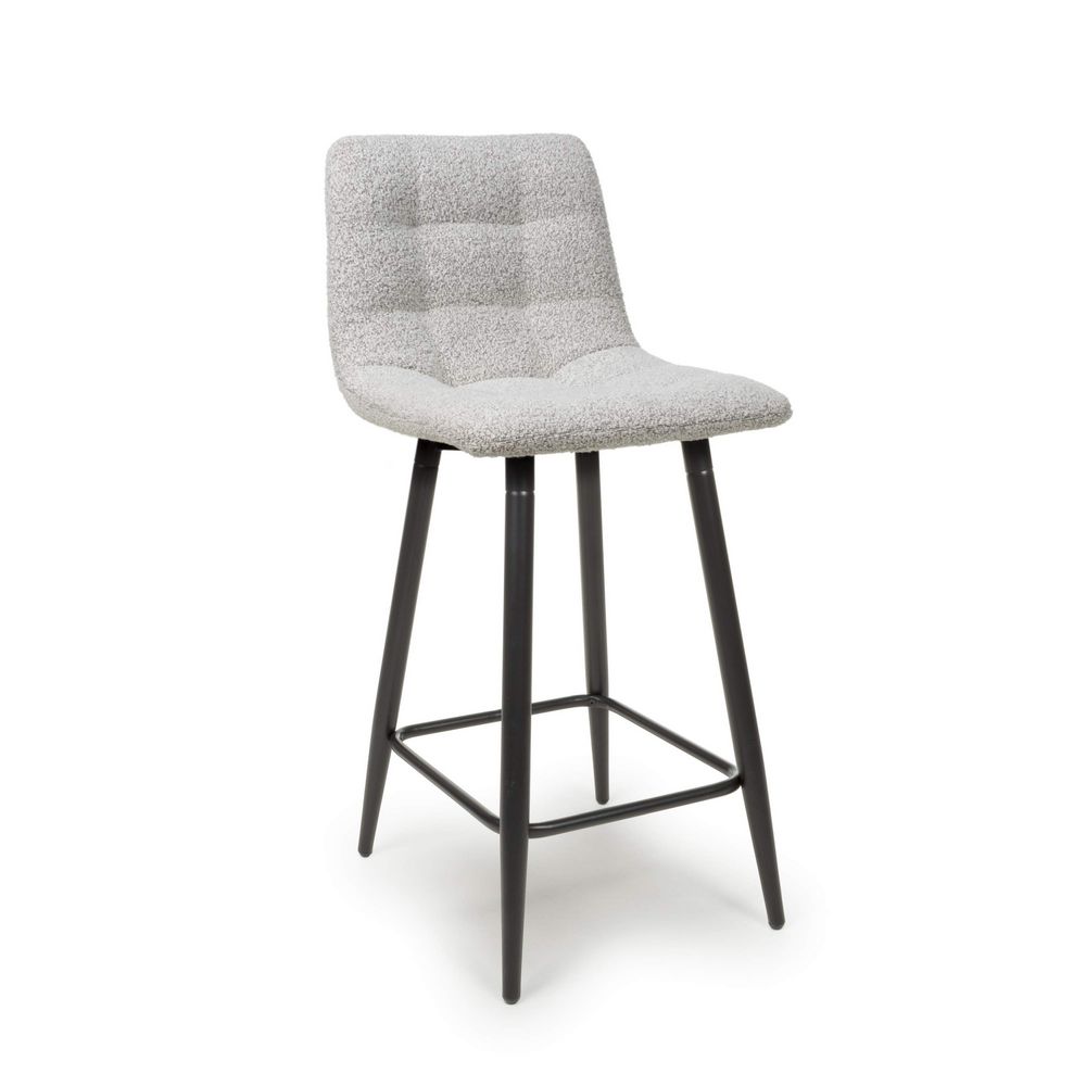 Lichfield Boucle Smoke Grey Bar Stool - Glasstone Furniture