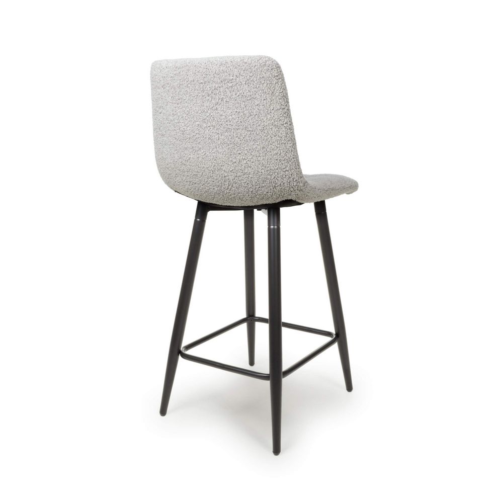Lichfield Boucle Smoke Grey Bar Stool - Glasstone Furniture