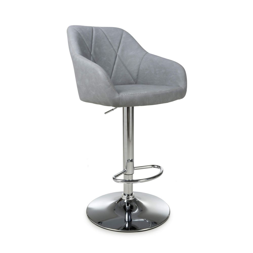 Serena Leather Effect Light Grey Bar Stool - Glasstone Furniture