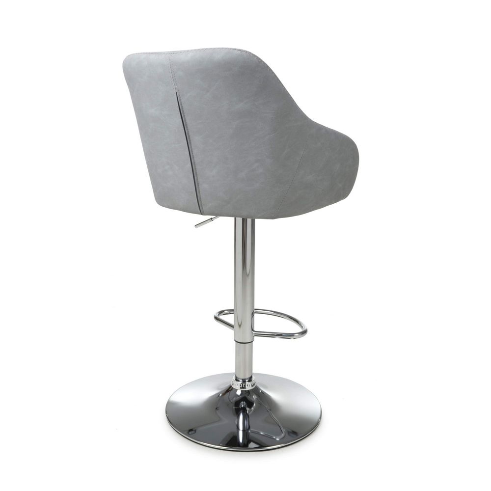 Serena Leather Effect Light Grey Bar Stool - Glasstone Furniture