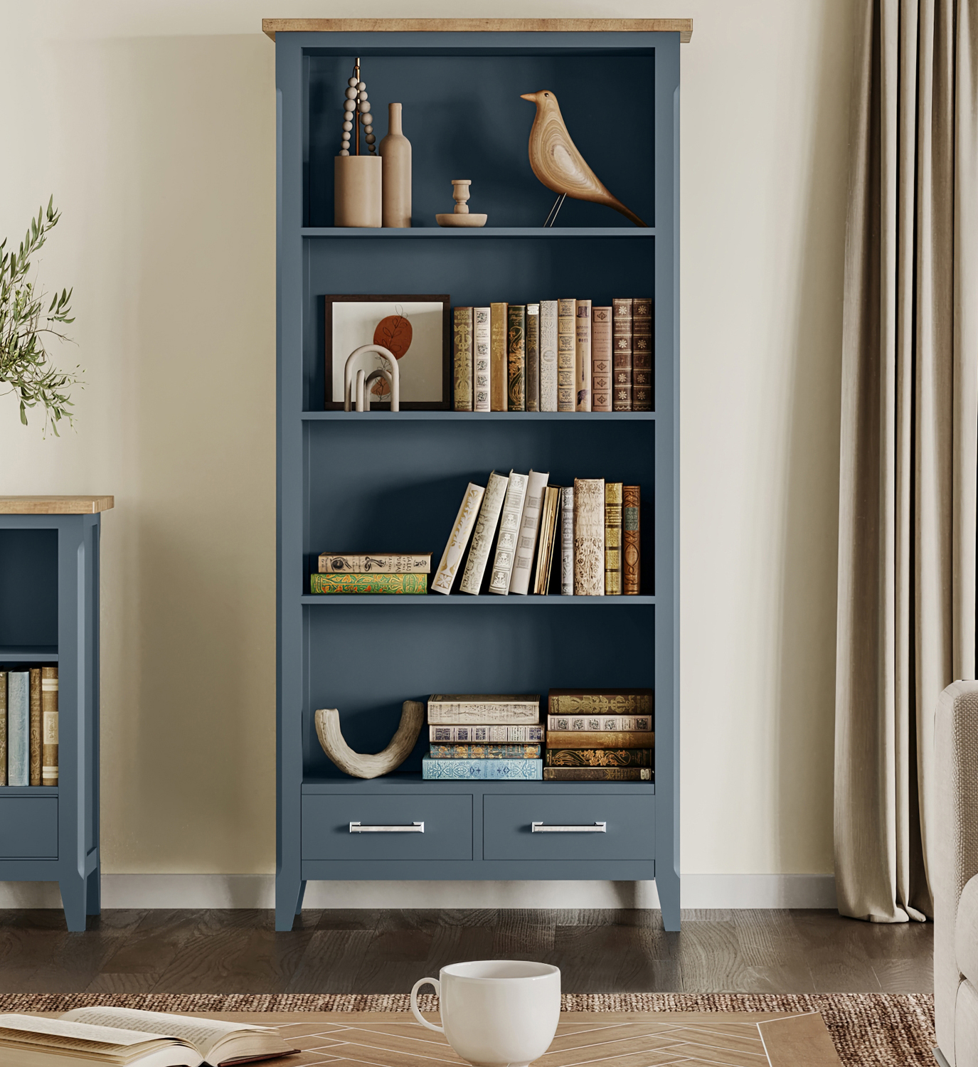 Signature Blue - Tall bookcase - Glasstone Furniture