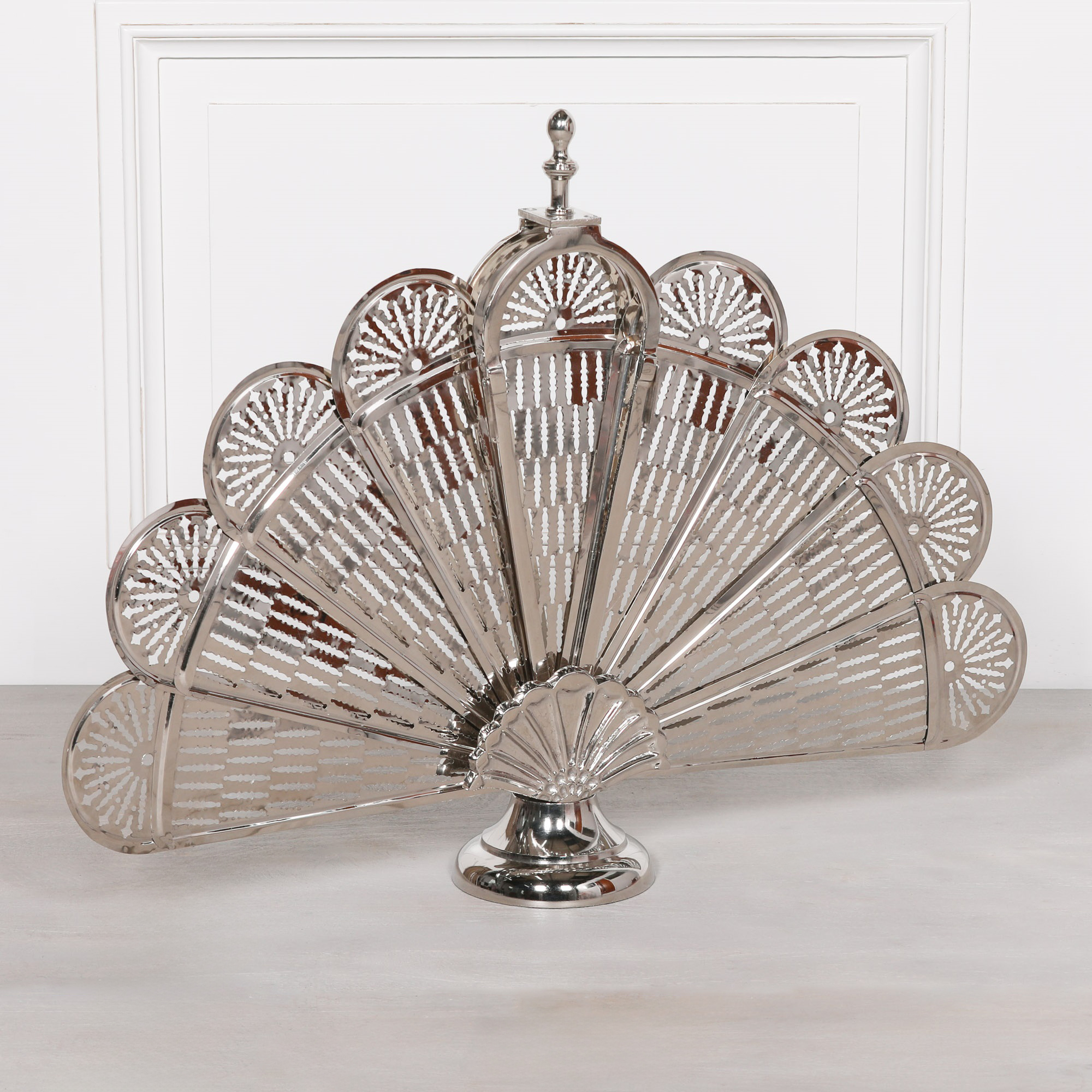 Chrome Folding Fire Screen - Glasstone Furniture