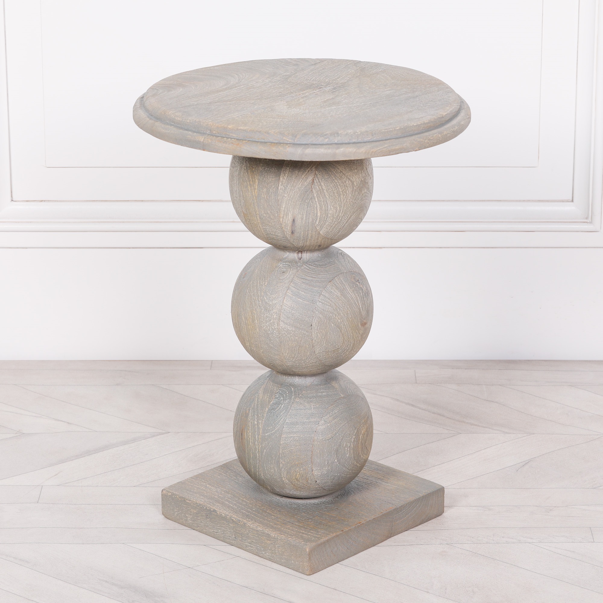 Rustic Wooden Stacked Ball Side Occasional Table - Glasstone Furniture