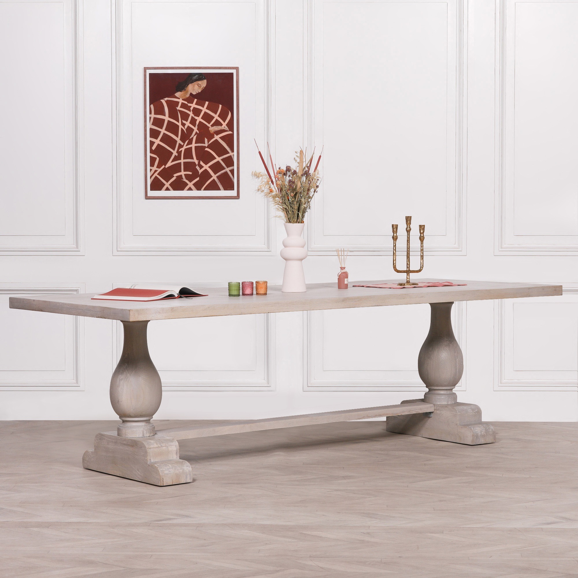Blanche Wood Rustic Rectangular Dining Table 260cm - Glasstone Furniture