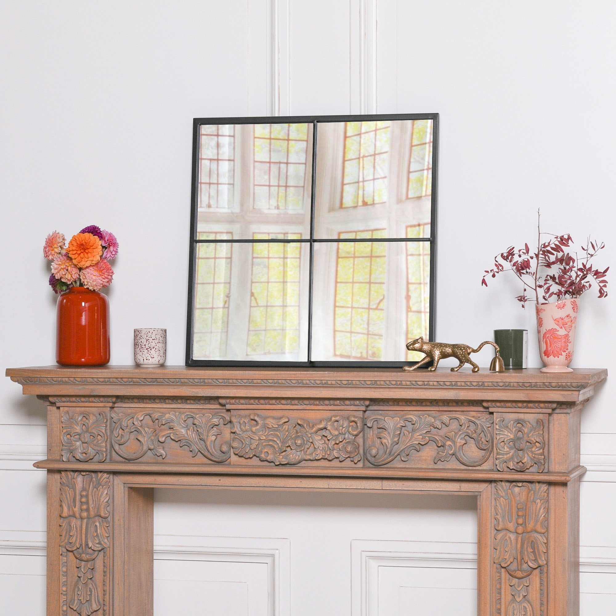 Black Metal 60cm Window Mirror - Glasstone Furniture