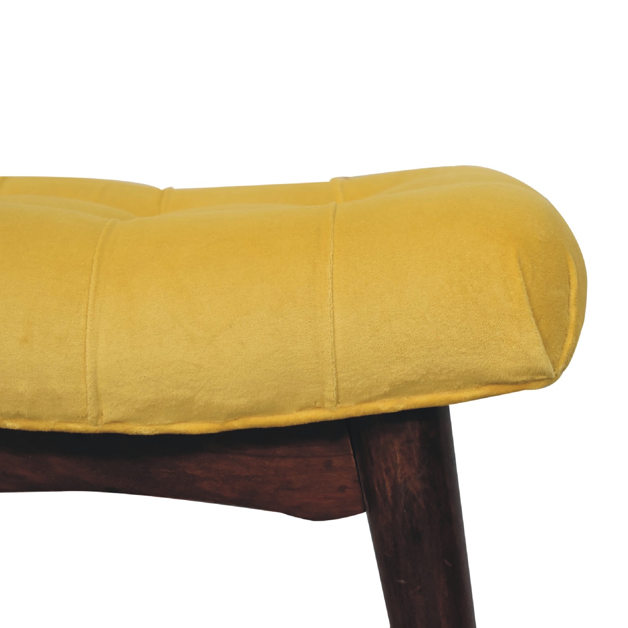 Mini Mustard Velvet Curved Bench - Glasstone Furniture