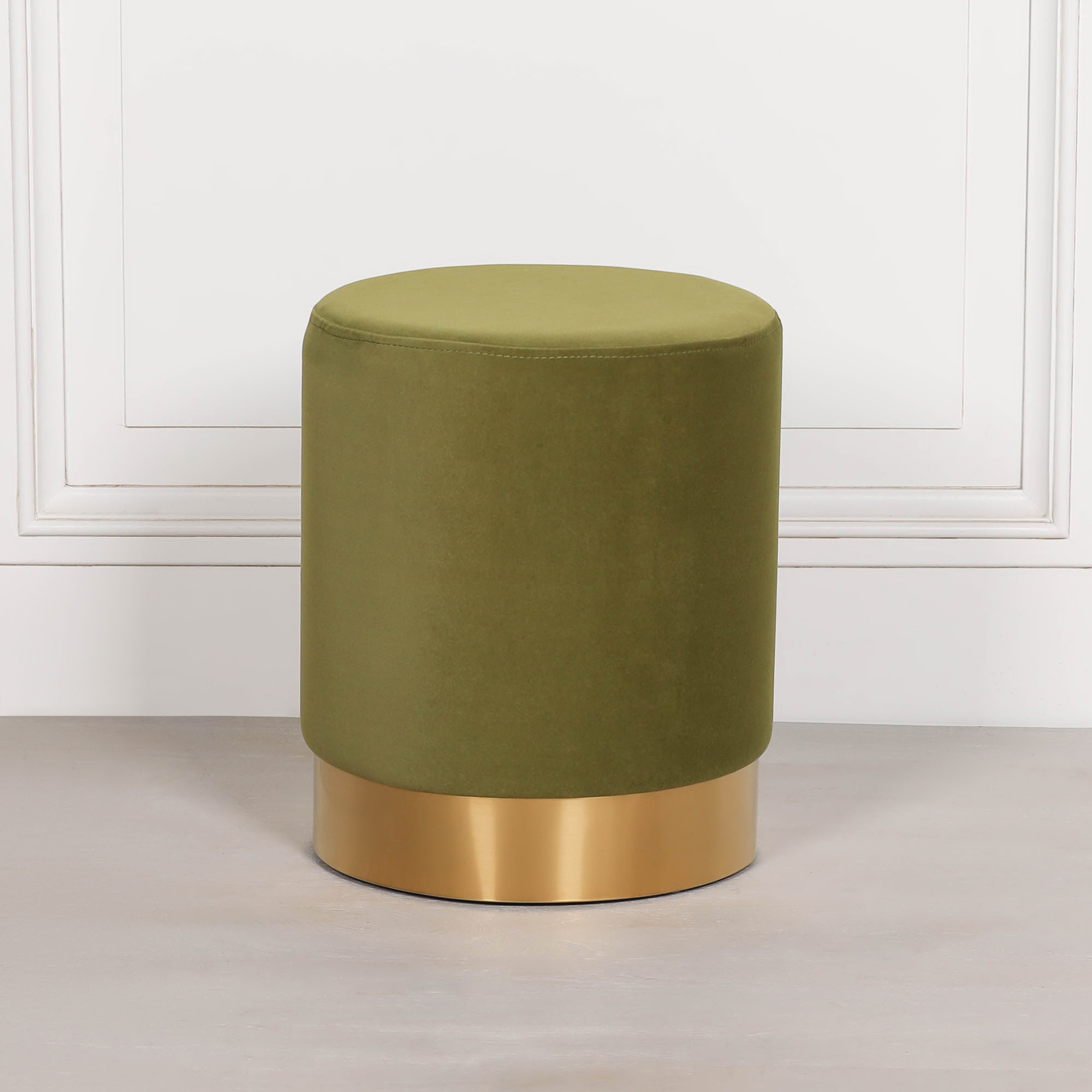 Olive Green Round Stool - Glasstone Furniture